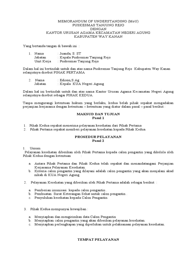 MOu caten-Dengan-KUA | PDF