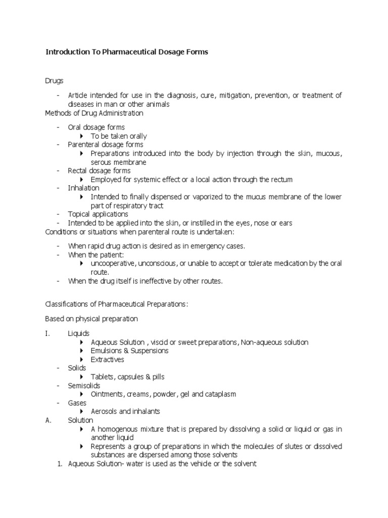 Introduction to Pharmaceutical Dosage Forms | PDF