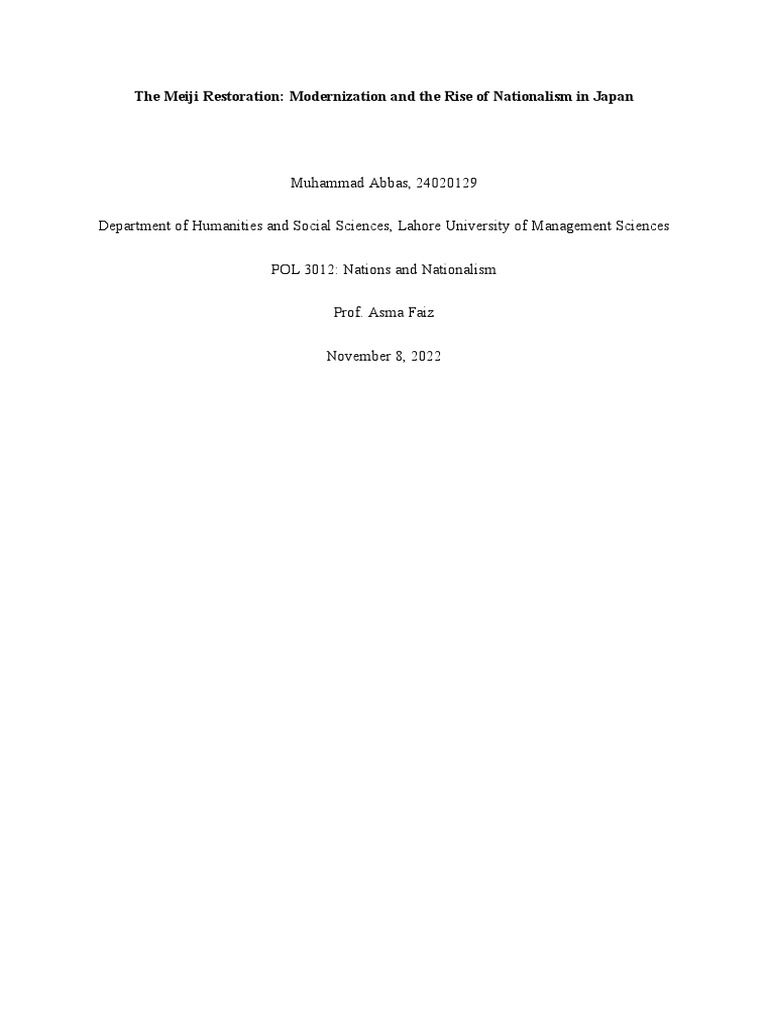 The Meiji Restoration: Modernization & The Rise of Nationalism in Japan ...