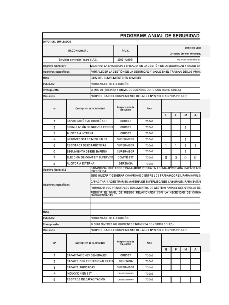 2023-Programa Anual Seguridad y Salud en El Trabajo | PDF | Presupuesto