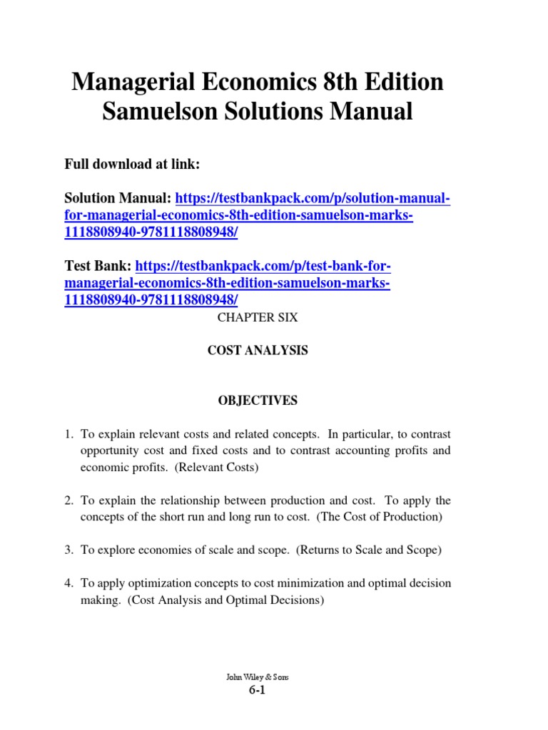 Managerial Economics 8th Edition Samuelson Solutions Manual Download ...