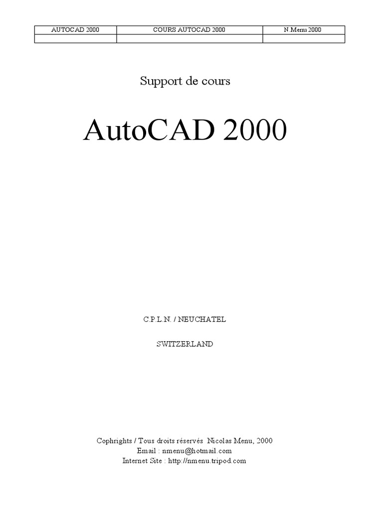 Dokumen - Tips - Autocad 2000 Nmenu 2000 Nmenu 2000 Cours Autocad 2000 ...