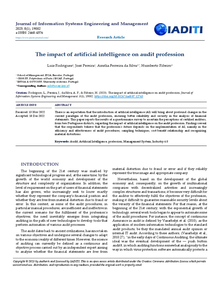 The Impact of Artificial Intelligence On Audit Profession 12743 | PDF