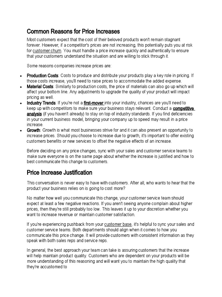 Managing Price Increases Effectively | PDF