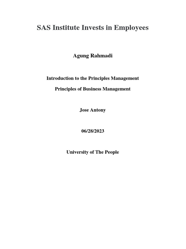 SAS Institute Invests in Employees1 | PDF