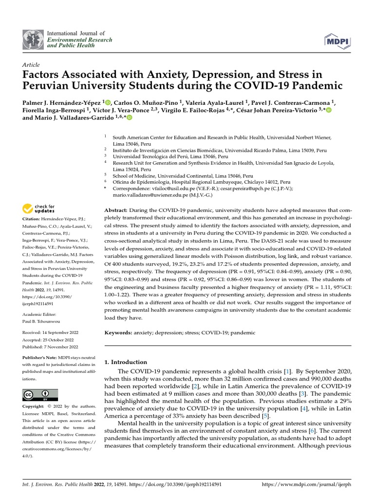 Factors Associated With Anxiety, Depression, and Stress in Peruvian ...