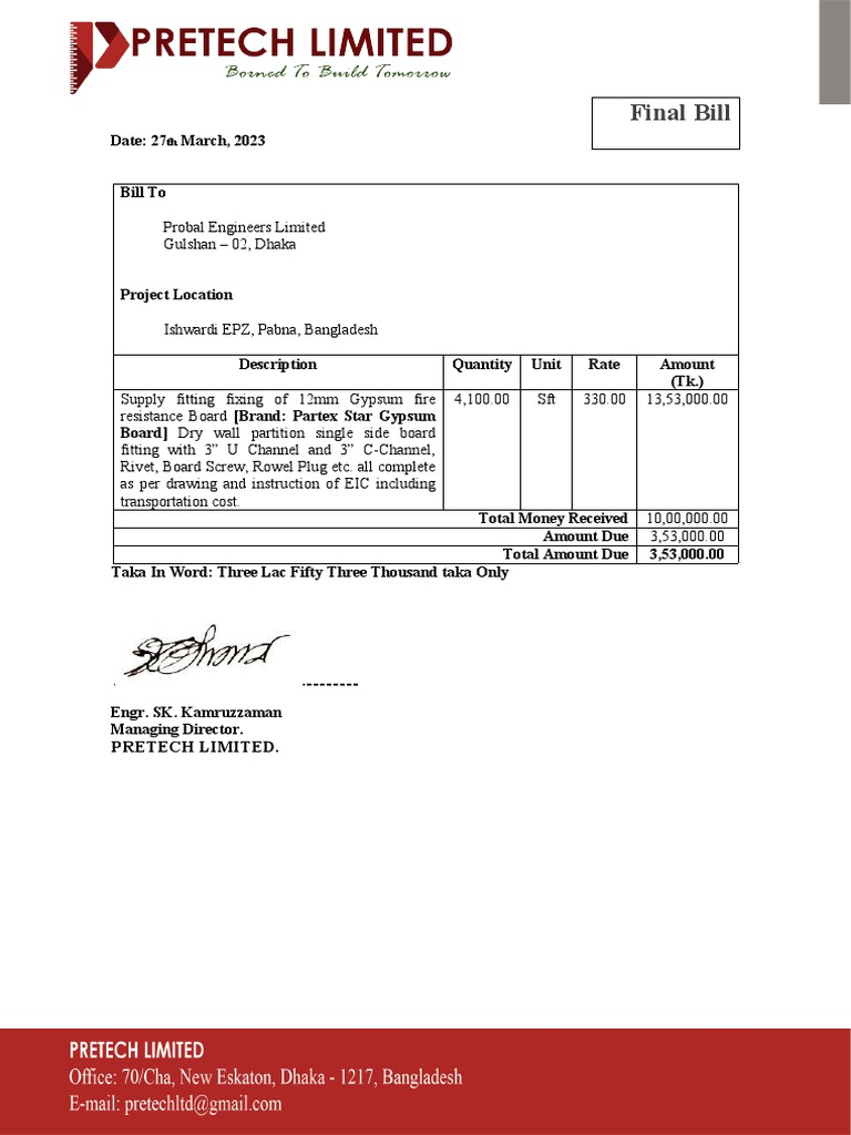Probal Final Bill | PDF