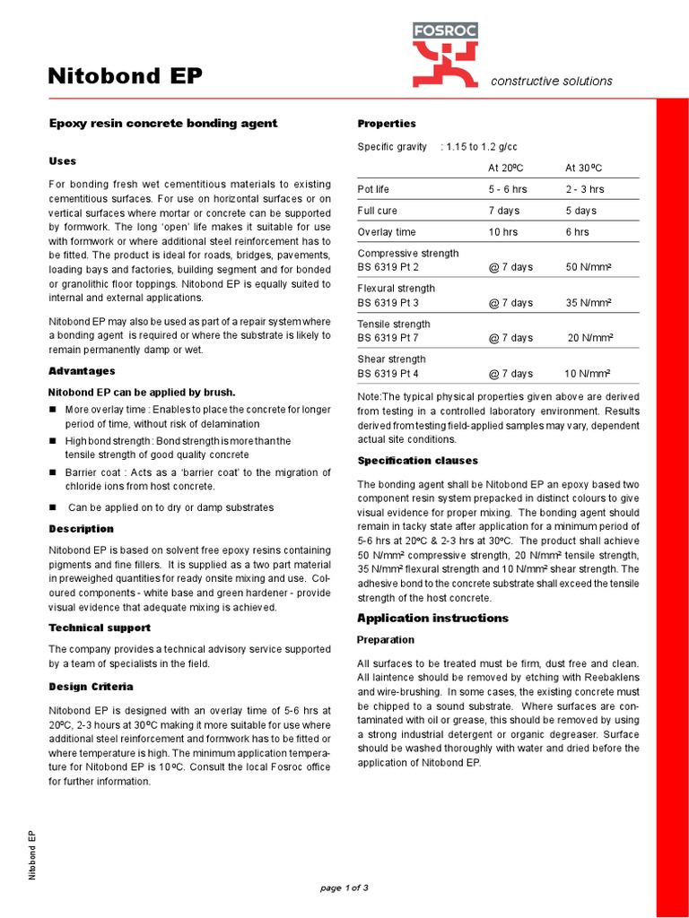 TDS Nitobond EP India4 | PDF | Concrete | Epoxy