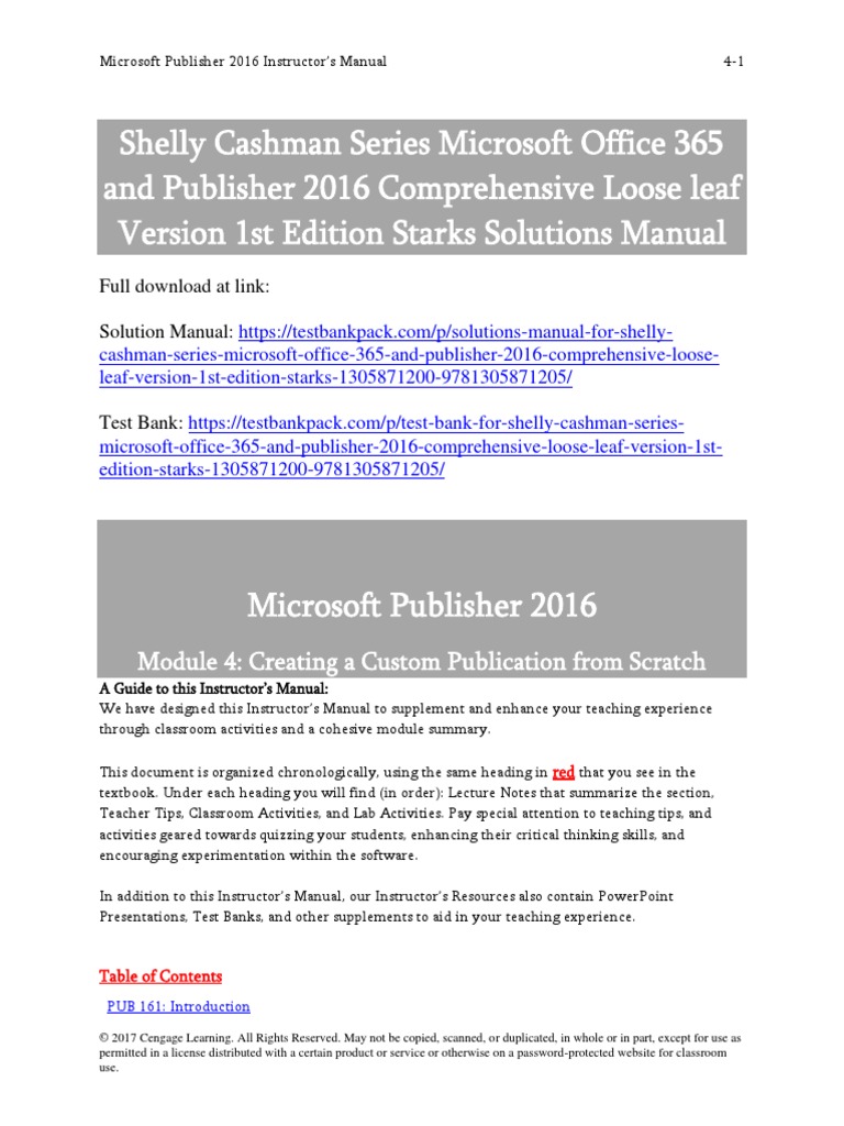 Microsoft Publisher 2016 Instructor Manual | PDF