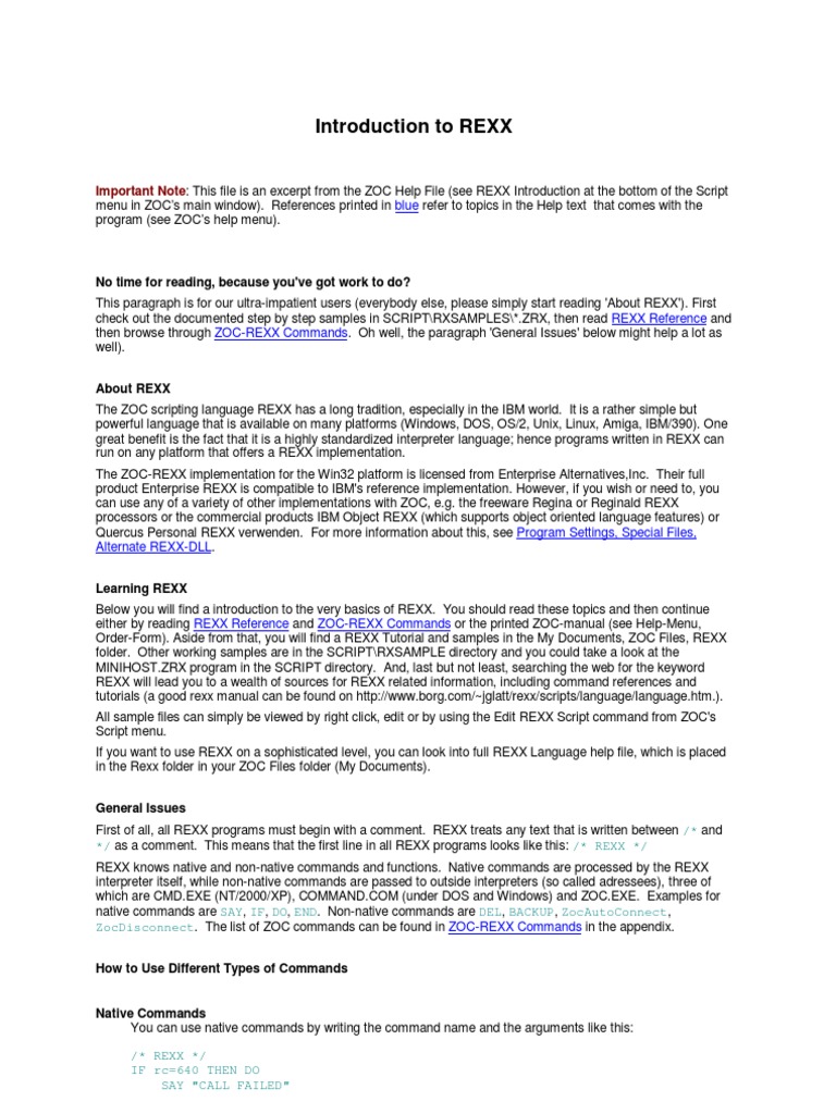 Introduction To REXX | PDF | Subroutine | Scripting Language