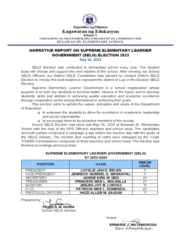 Narrative Report On SPG | PDF