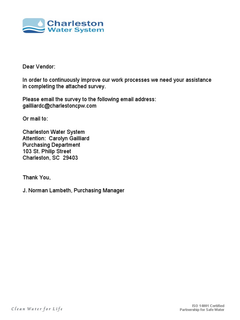 Suppliers Survey - Letter | PDF | Career & Growth | Business