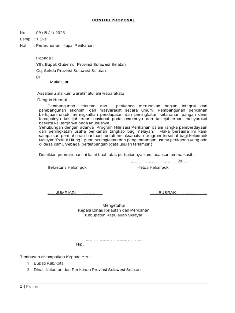 Proposal Bantuan Perahu Nelayan | PDF | Memasak, Makanan, & Anggur ...