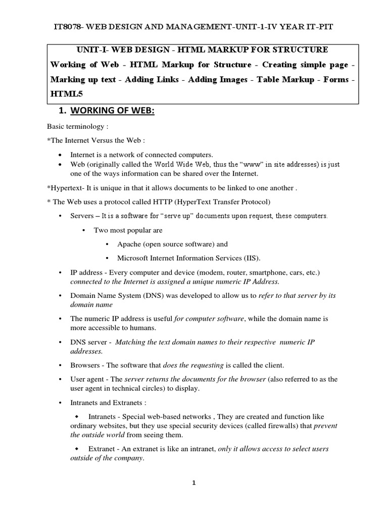 Wdm-Unit-1 Notes | PDF