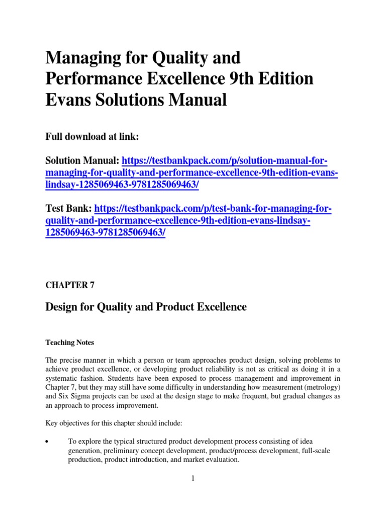 Quality and Performance Excellence Guide | PDF
