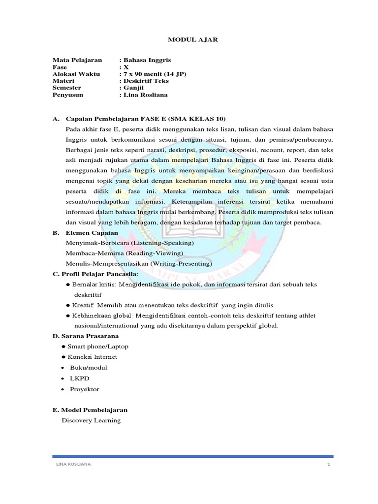 Modul Ajar B.inggris Work in Progress Chapter I | PDF