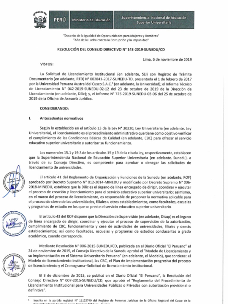 Res 143 2019 Sunedu CD Resuelve Denegar El Licenciamiento Institucional ... Res 143 2019 Sunedu CD Resuelve Denegar El Licenciamiento Institucional ...