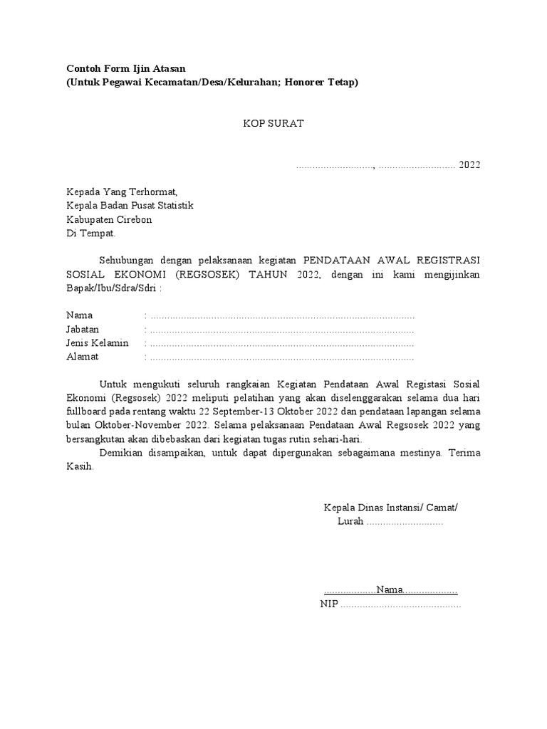 5-Contoh Surat Ijin Atasan | PDF