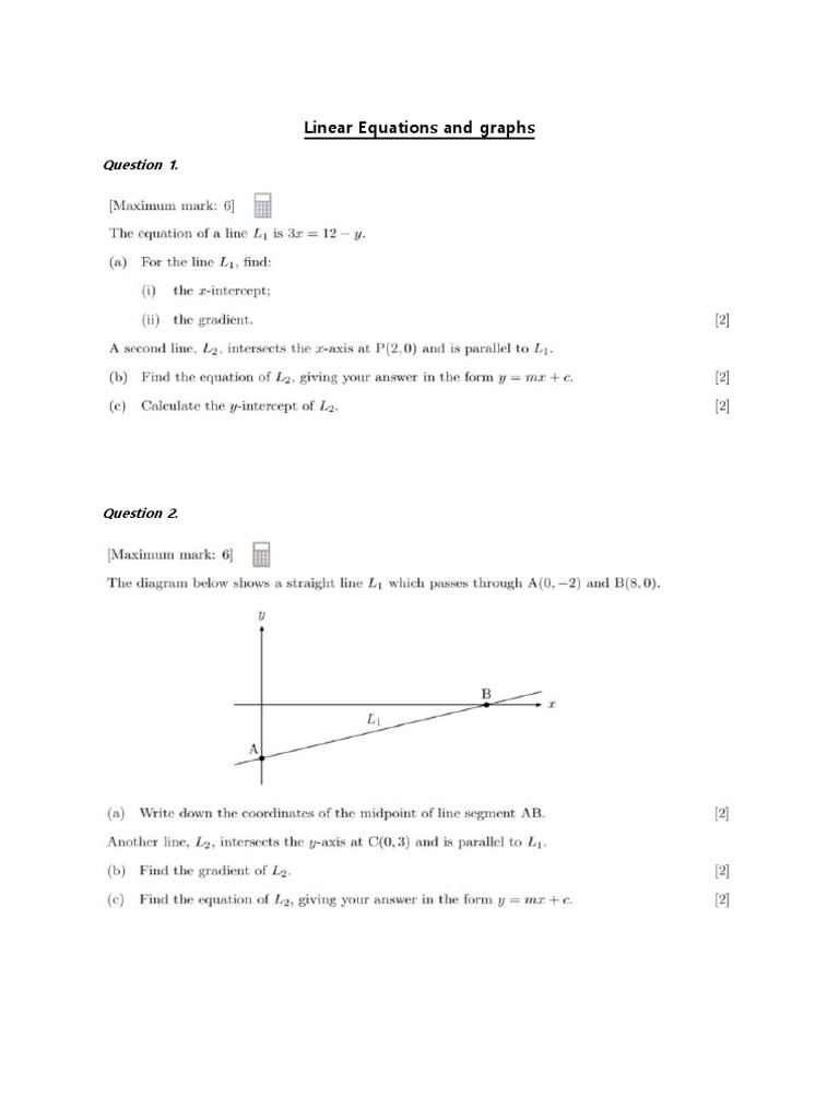 IB AI SL Linear Equation and Graph Questions | PDF | Teaching Methods ...