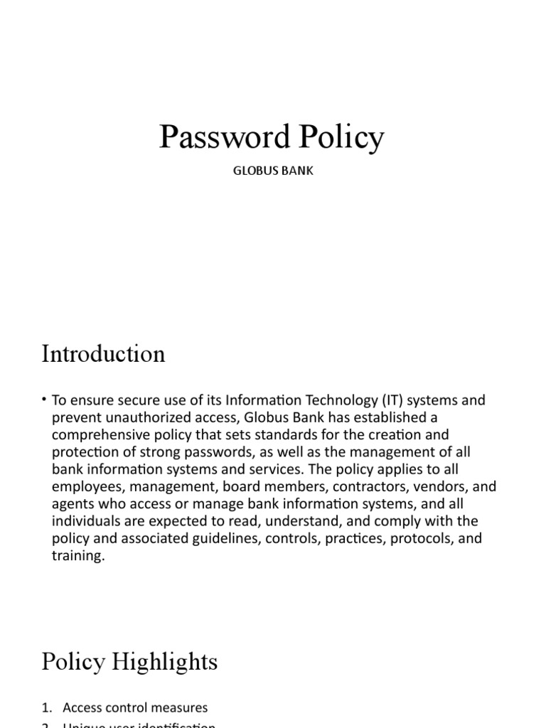 Password Policy | PDF | Business | Finance & Money Management