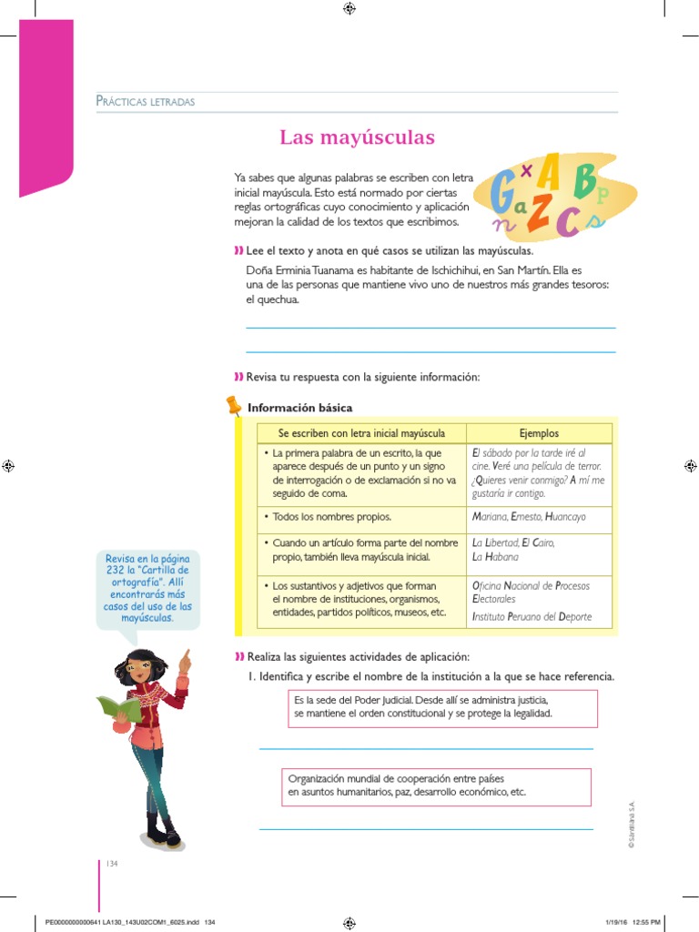 Uso de Mayúsculas Ejercicios 1° Sec | PDF