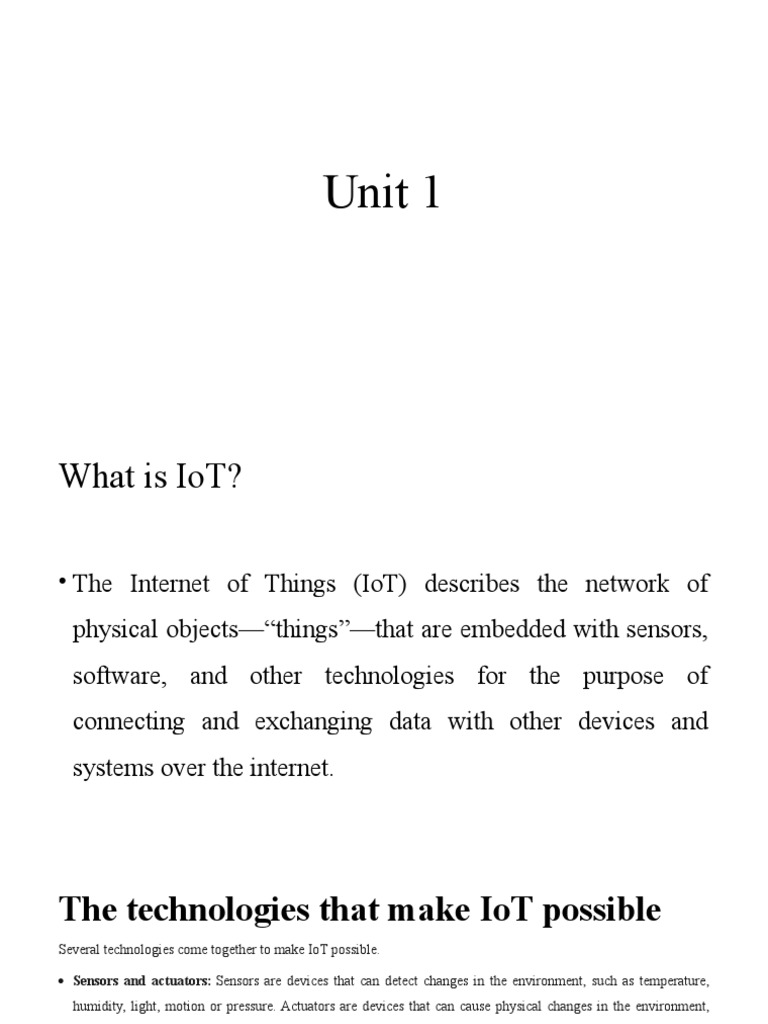 Unit 1 Iot | PDF | Internet Of Things | Computer Network
