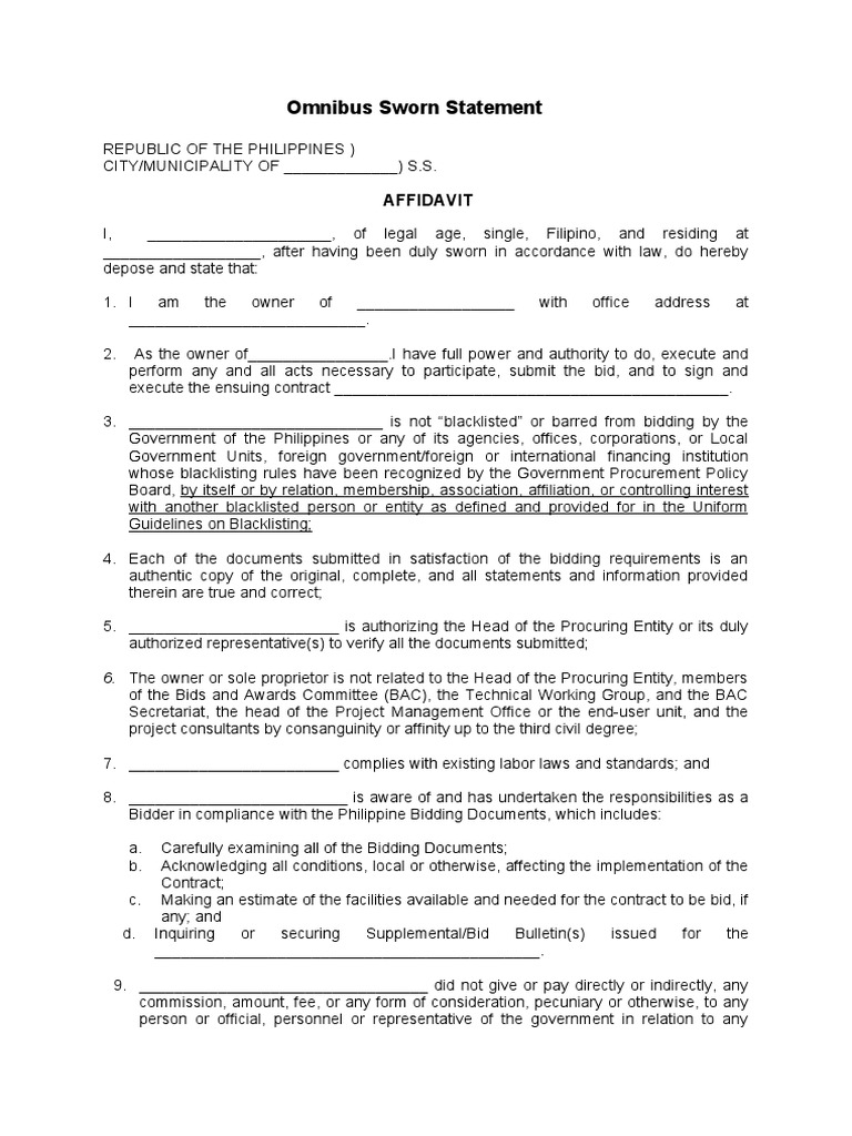 Omnibus Sworn Statement | PDF