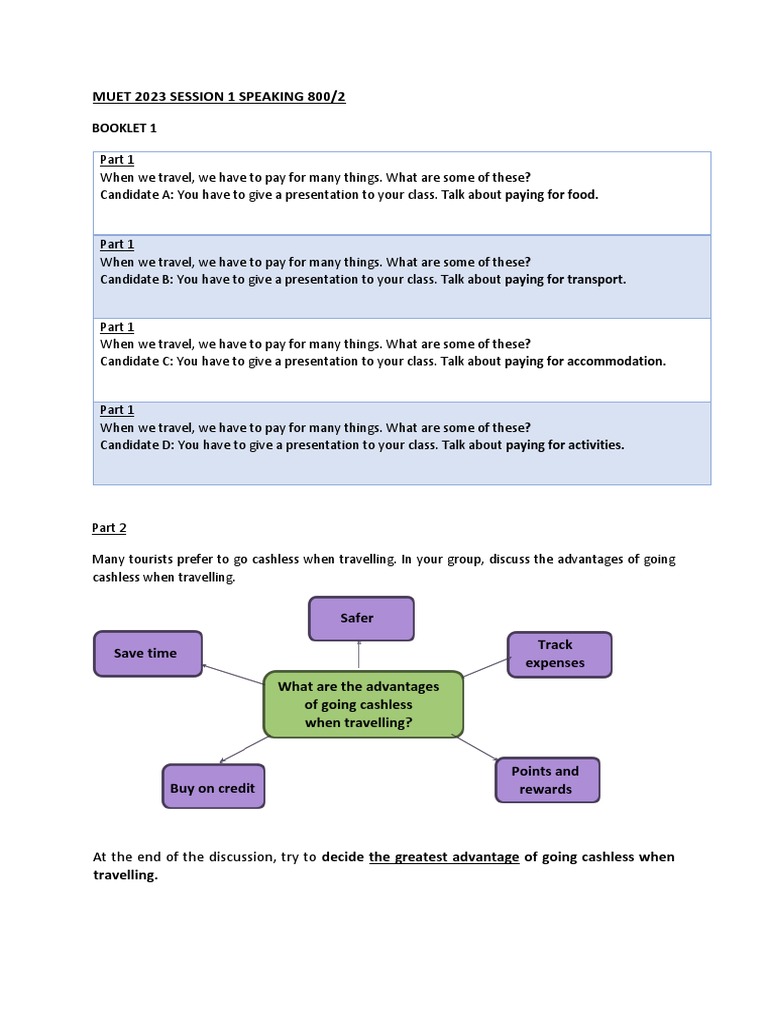 Muet 2023 Session 1 Speaking 800/2: Booklet 1 | PDF