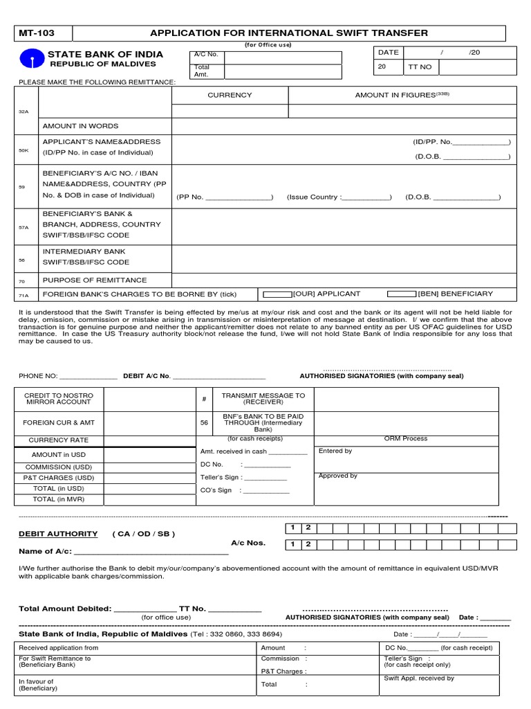 International Swift Transfer Application | PDF | Banks | Service Industries