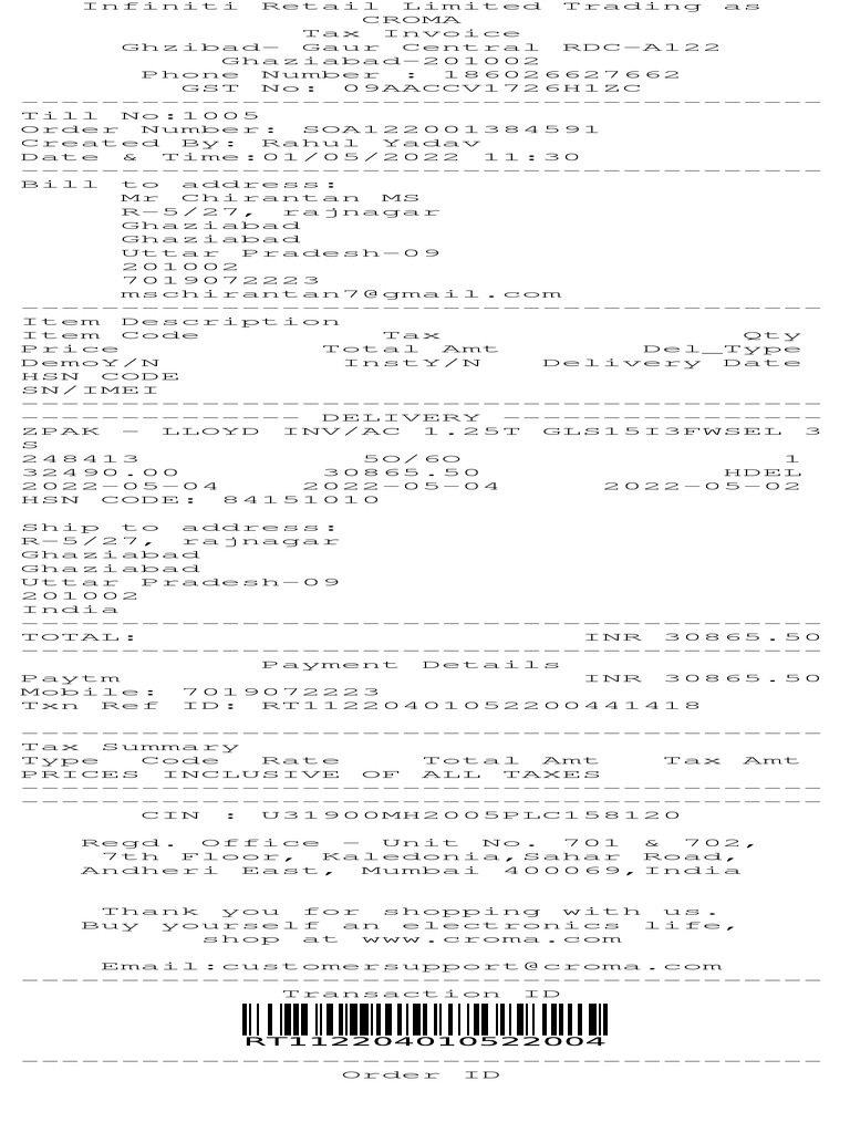 AC Invoice | Download Free PDF | Trade | Government Finances