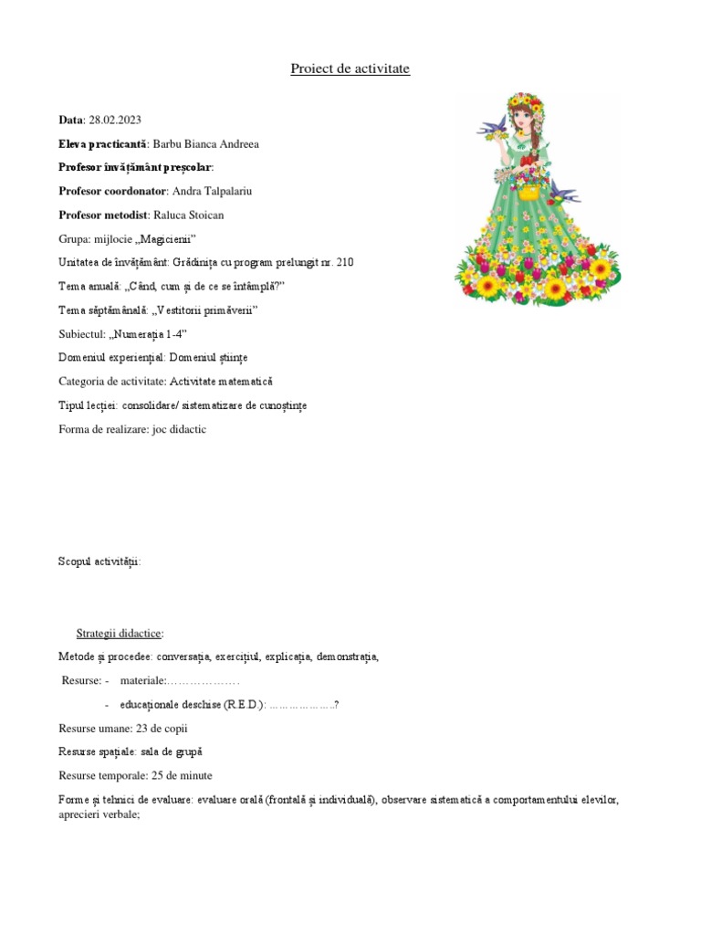 Proiect de Activitate ATESTAT - Activitate Matematică | PDF