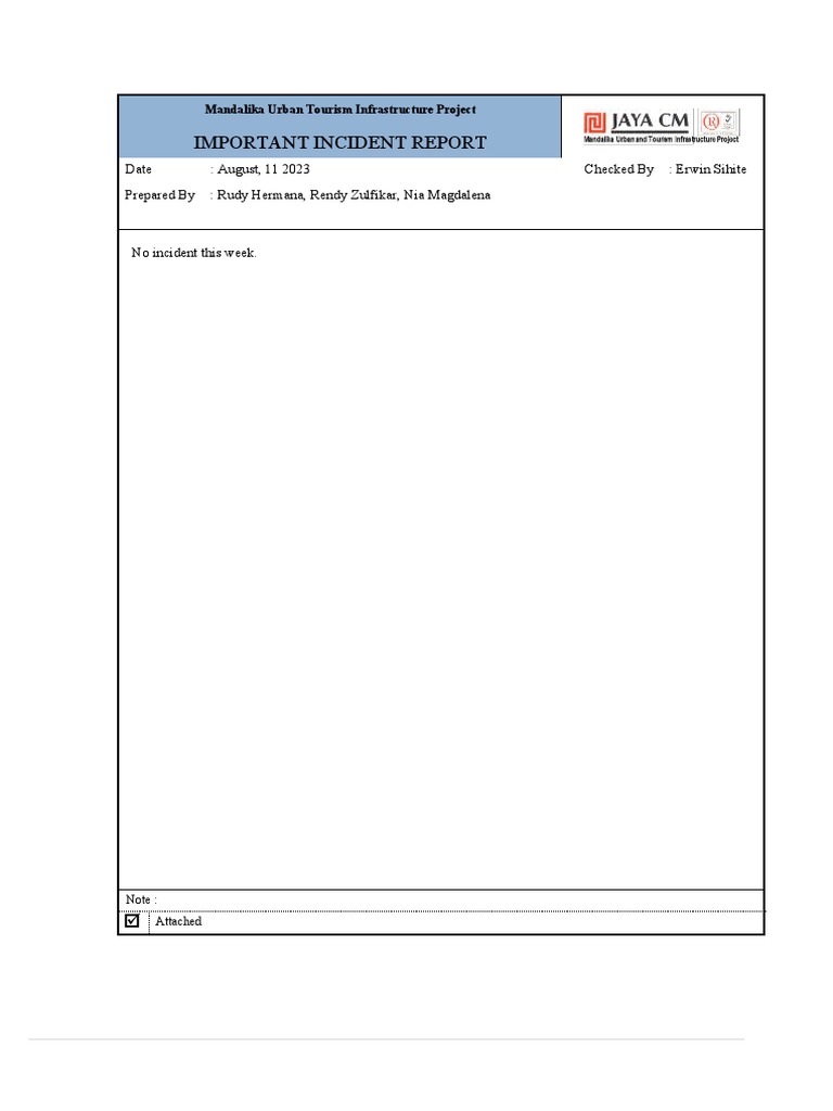 ESHS Incident Report - 11 Agt 2023 | PDF