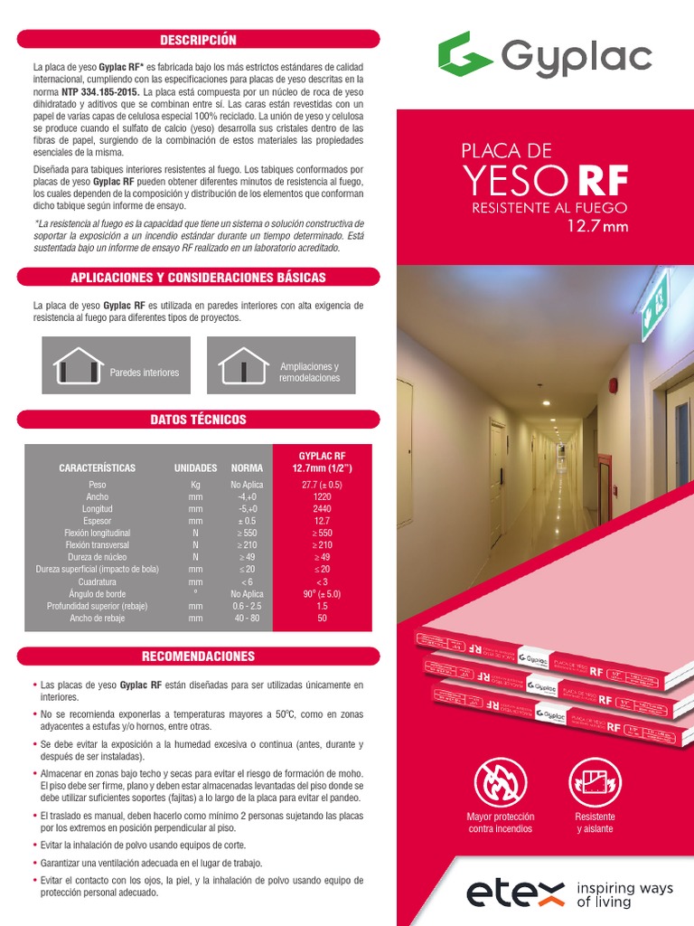 Gyplac RF | PDF | Paneles de yeso | Yeso