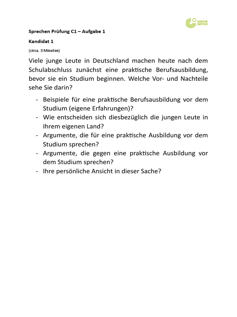 Sprechen Prüfung C1 | PDF