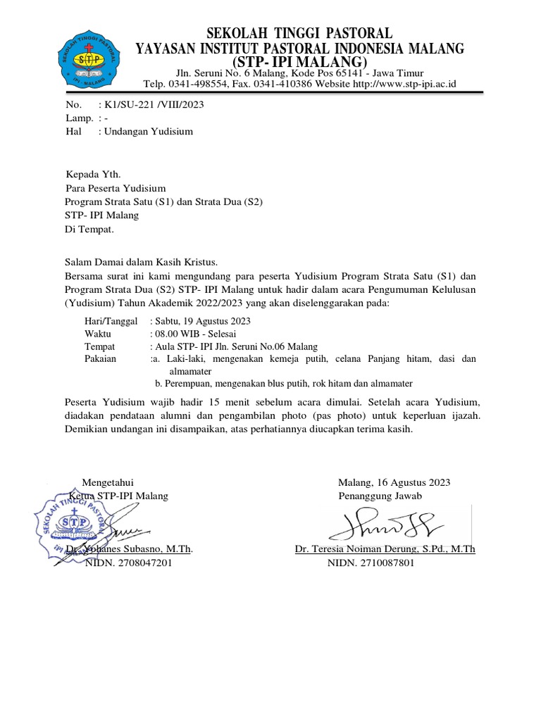 Surat Undangan Yudisium | PDF