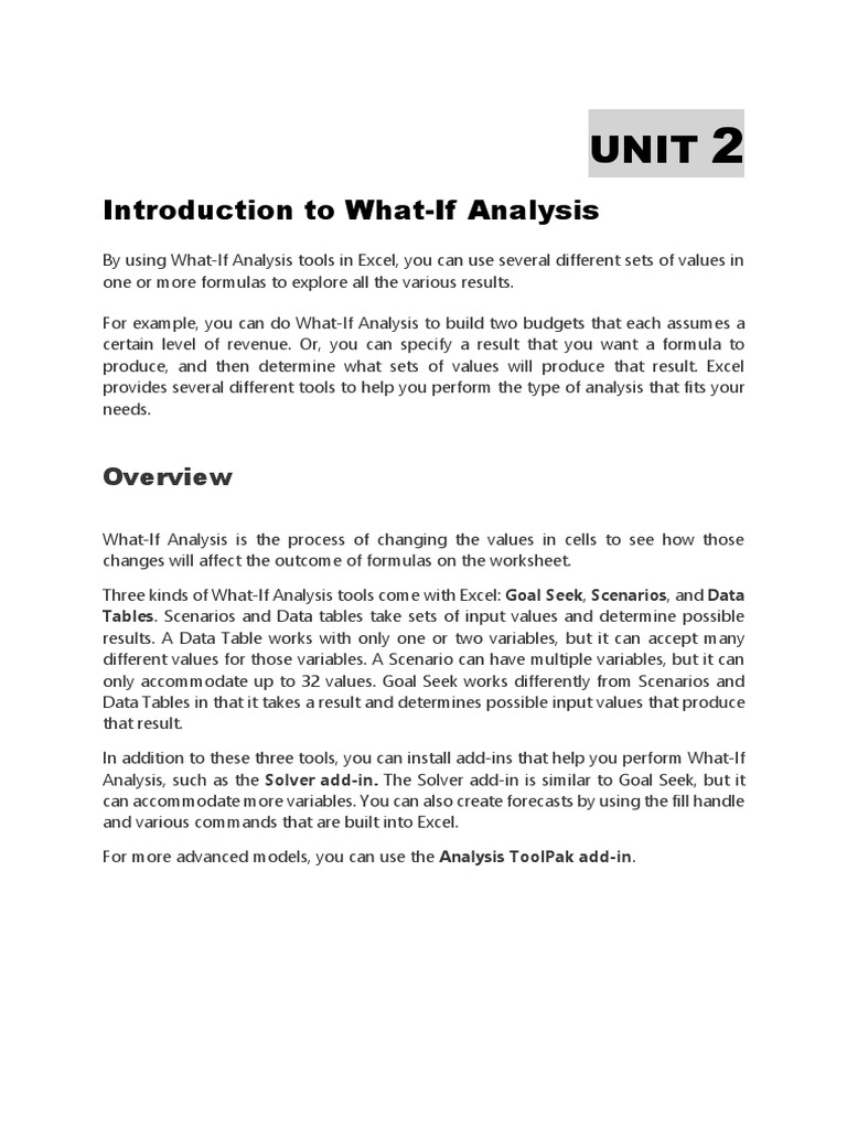 What If Analysis PDF