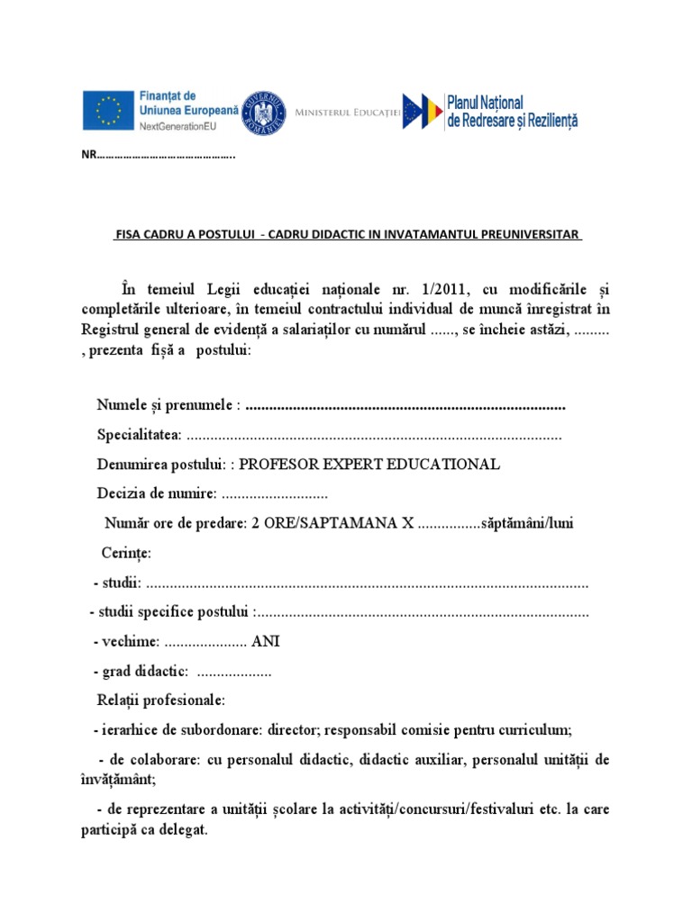 Fisa Postului Pnras | PDF