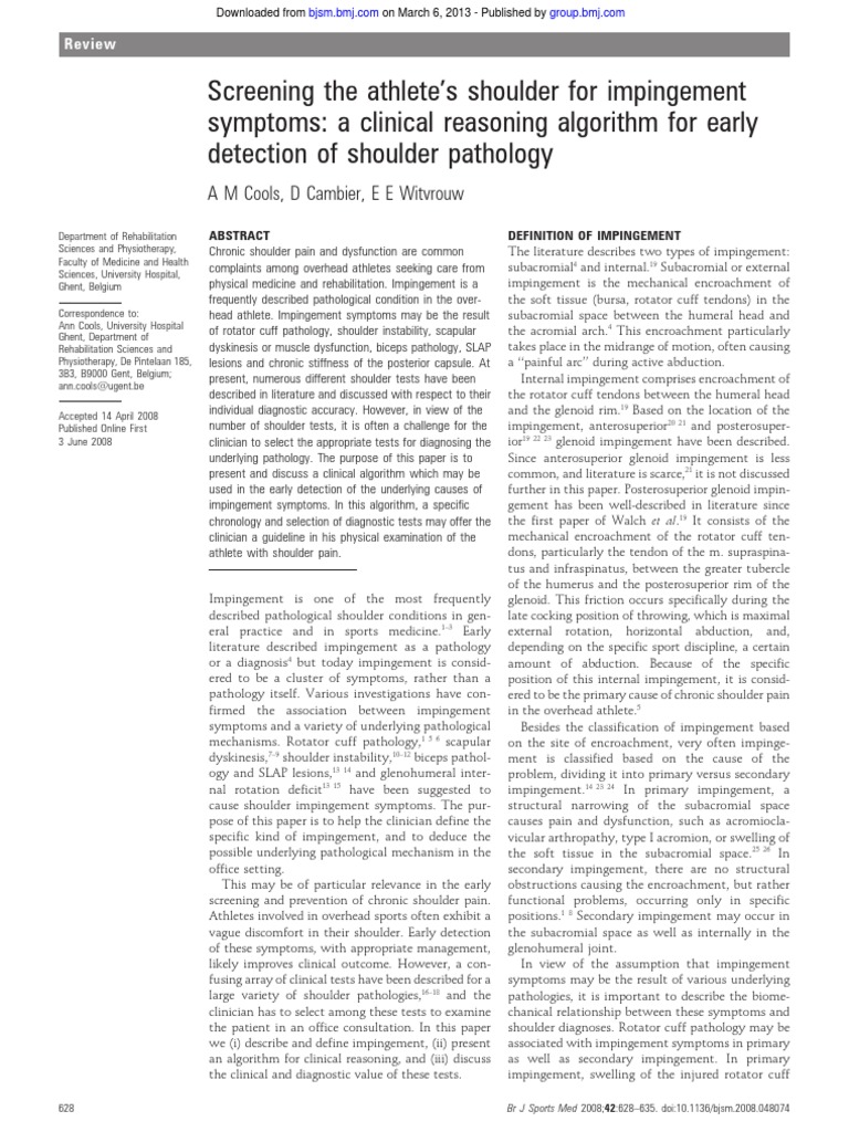 Shoulder Impingement Algorithm 2008 Cools Et Al | PDF