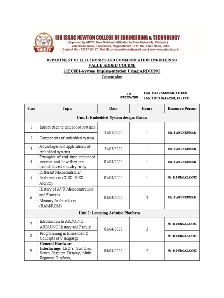 Course Plan | PDF