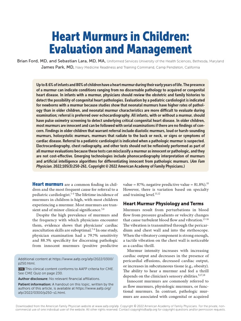 Heart Murmurs Children | PDF | Heart | Congenital Heart Defect