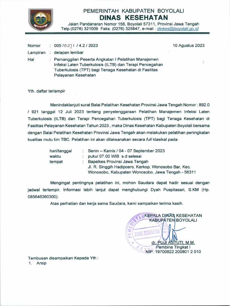 Peserta Pelatihan Angkatan I ILTB Dan TPT 4-7 September 2023 | PDF