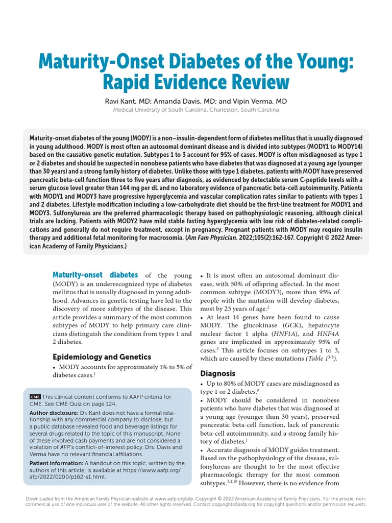 Mody | PDF | Diabetes | Hypoglycemia