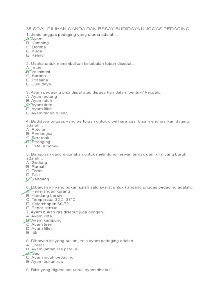 Latihan Soal Kelas Xii Bu Petelur Pedaging 2021-2022 Semester Genap | PDF