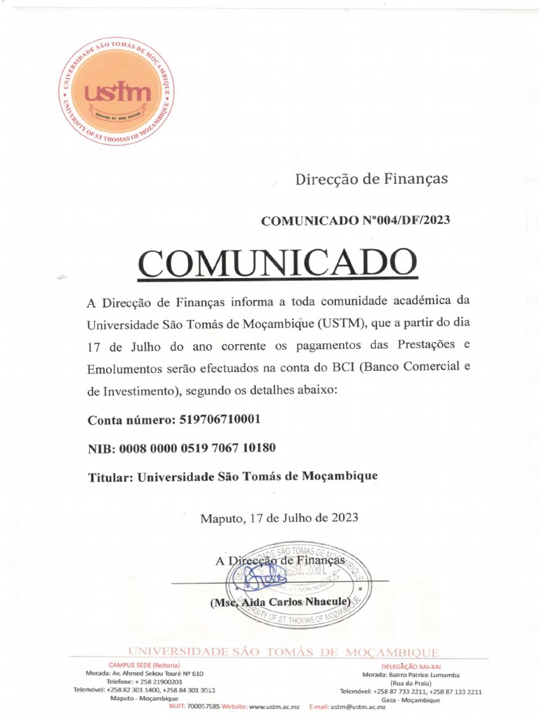 Comunicado Pagamento de Propinas | PDF