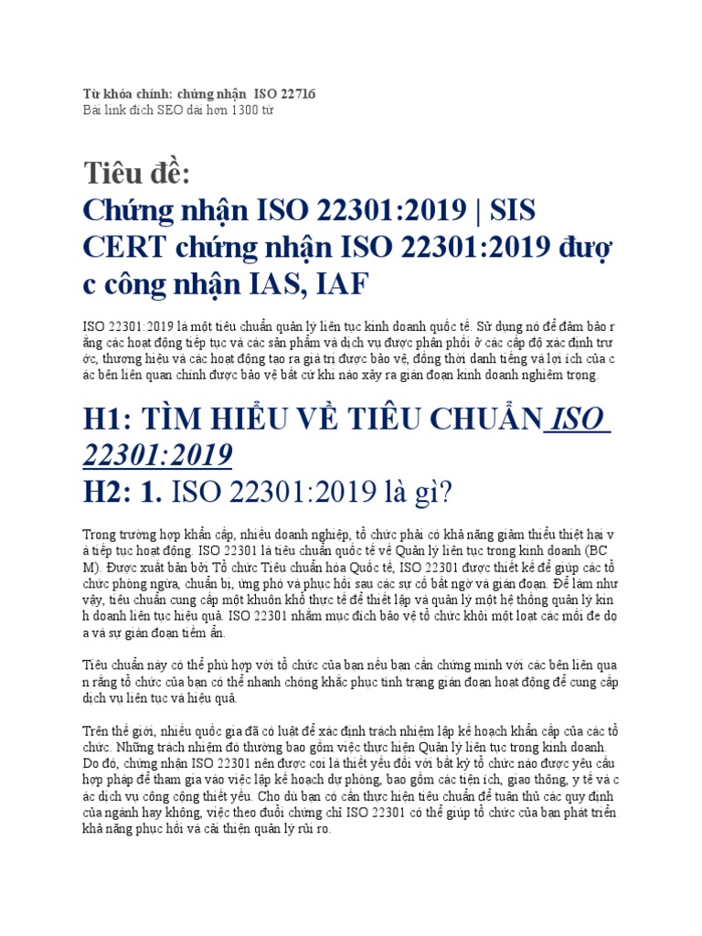tieu chuan iso 22301 | PDF