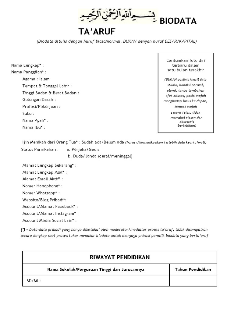 CV Taaruf | PDF