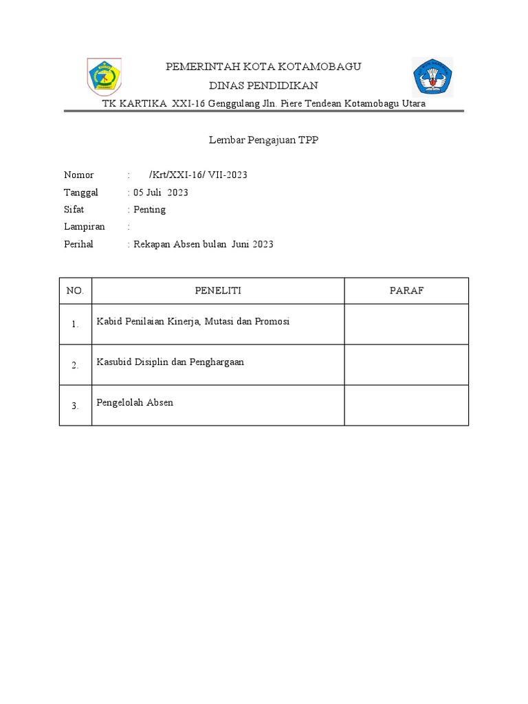 Contoh Cover TPP | PDF