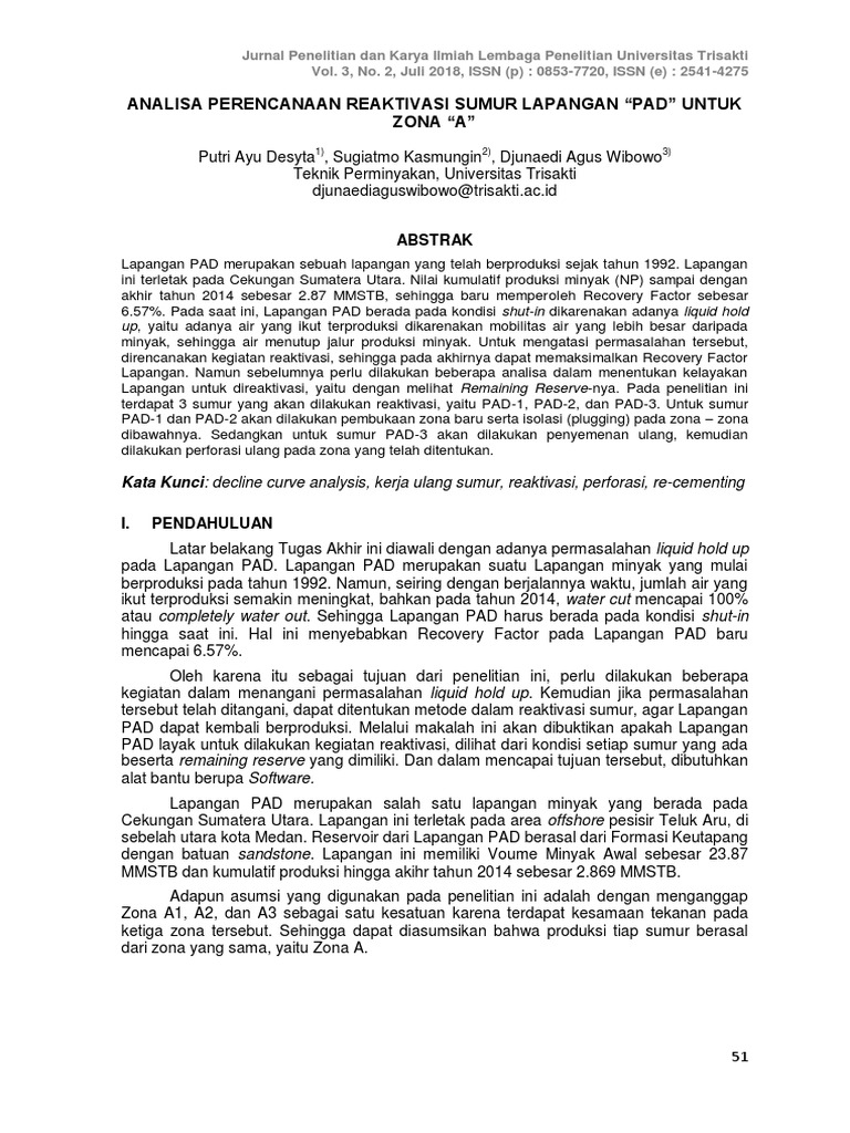 Reaktivasi Sumur Lapangan PAD | PDF