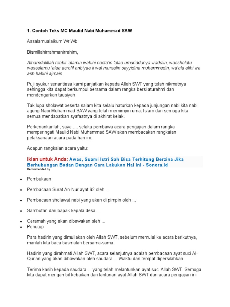 Teks MC Maulid | PDF