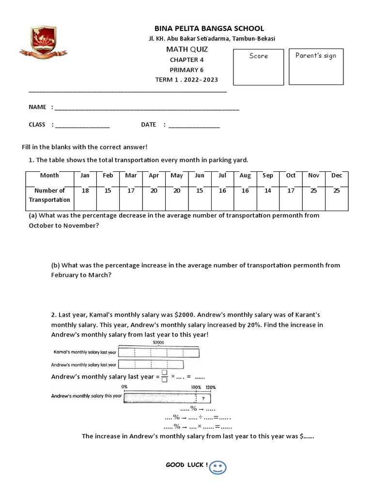 Worksheet Math P6 | PDF
